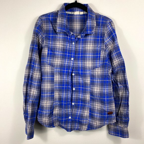 Roxy | Tops | Roxy Plaid Shirt Blue | Poshmark